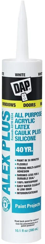 Dap 18152 10.1 oz White Alex Plus Caulk A2DW - Colossal — Colossal ...