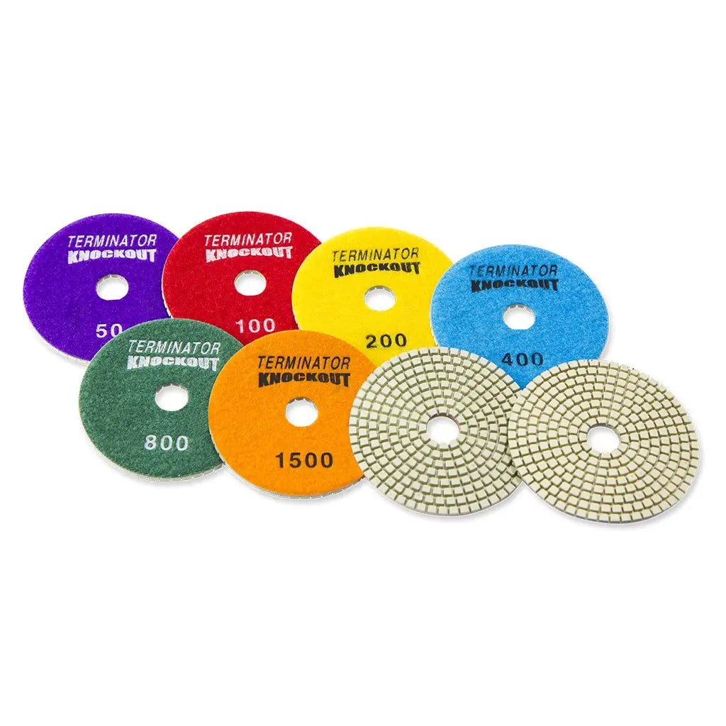 TERMINATOR® Terminator 4" Knockout Polishing Pad White Resin 3000 Grit ...